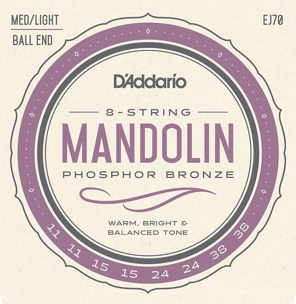 D'Addario Mandolin Ball End, Medium/Light Phosphor Bronze Strings EJ70 ...