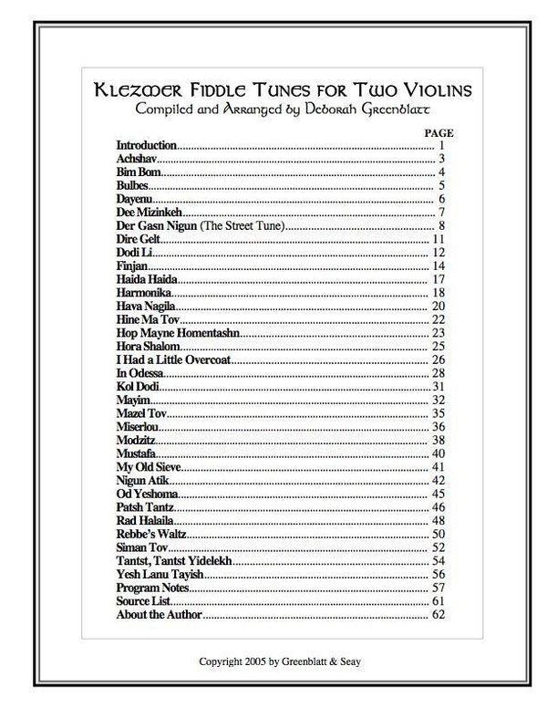 Klezmer Fiddle Tunes for Two Violins – Lark in the Morning