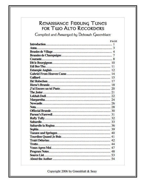 Renaissance Fiddling Tunes for Two Alto Recorders – Lark in the Morning